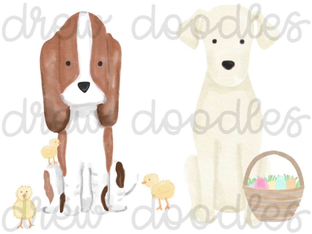 Watercolor Easter Dogs Digital Clip Art Set Instant Download - Etsy