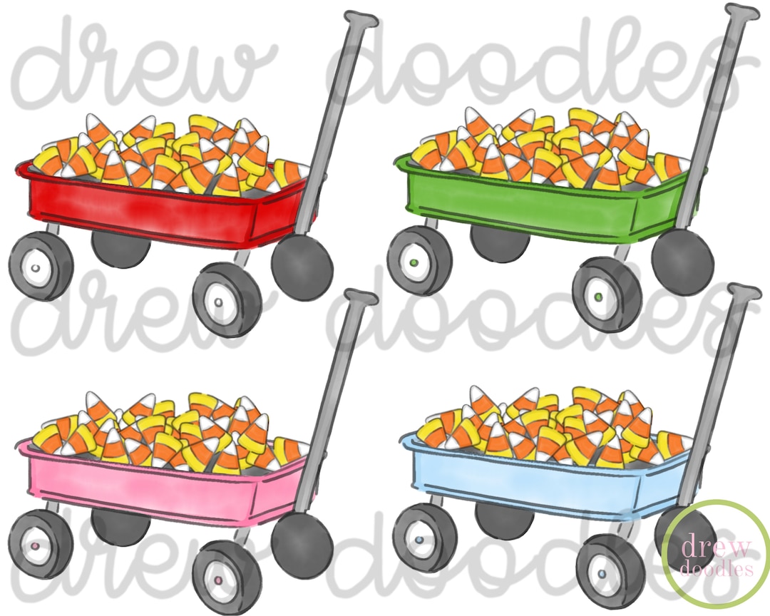 Watercolor Candy Corn in Wagons Digital Clip Art Set- Instant Download ...