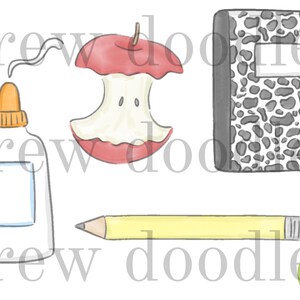 Watercolor Colorful School Supplies Digital Clip Art Set- Instant ...