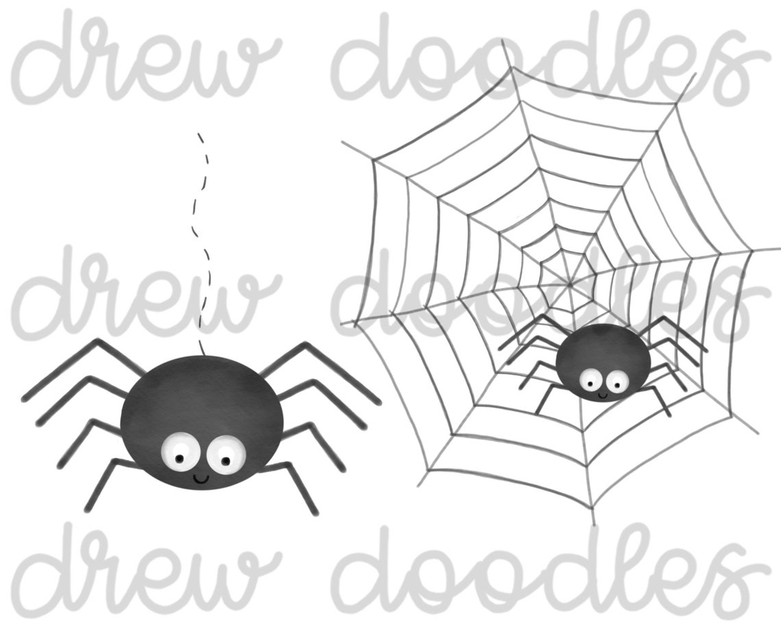 Watercolor Halloween Spiders- Digital Clip Art Set- Instant Download - Etsy