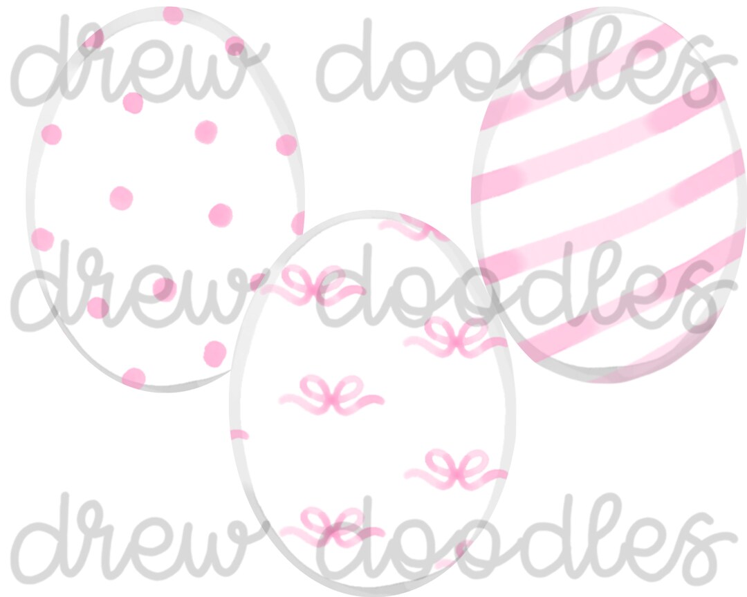 Watercolor Pink Patterned Easter Eggs Digital Clip Art Set- Instant ...