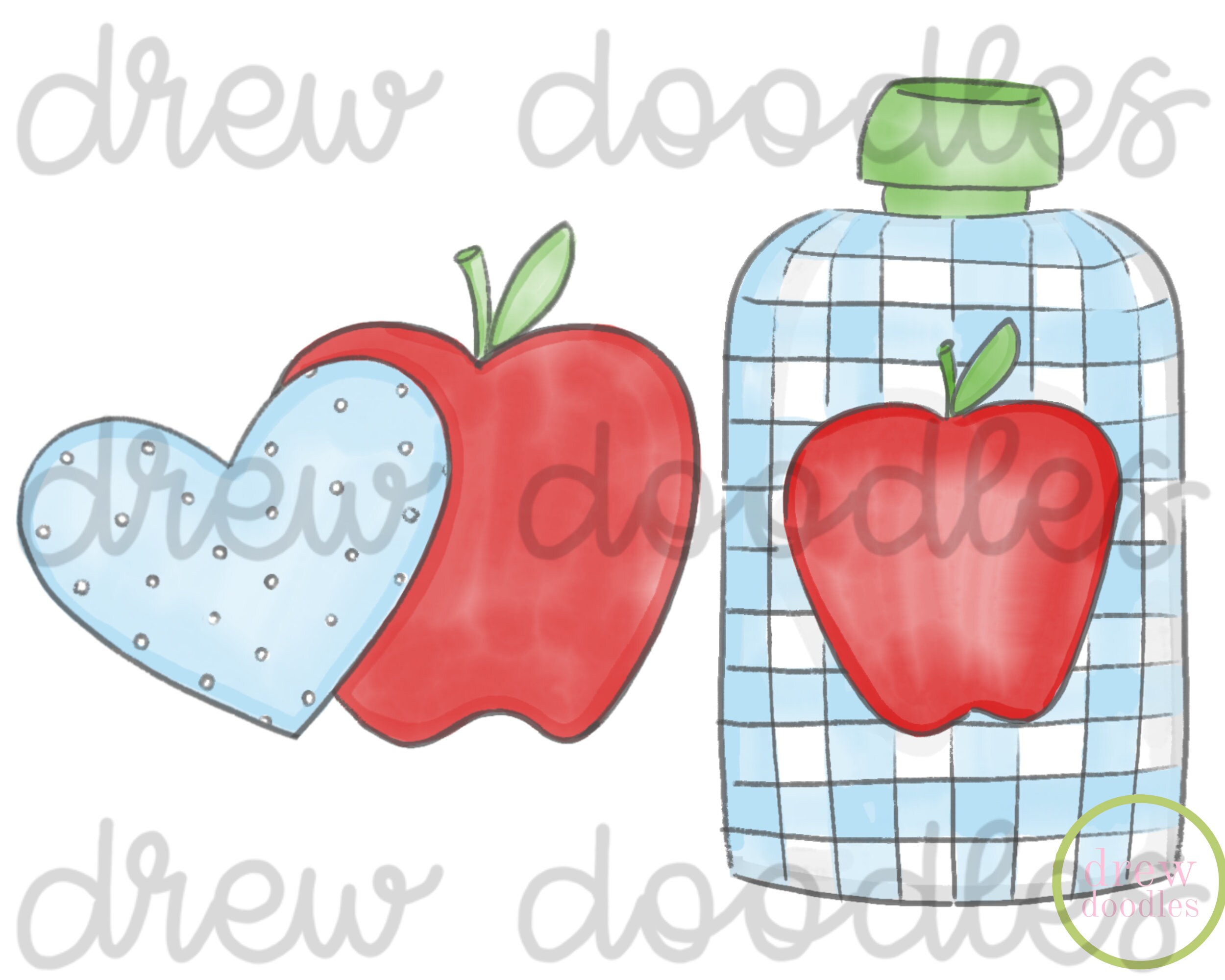 Watercolor Valentine's Day Applesauce Digital Clip Art Set- Instant ...