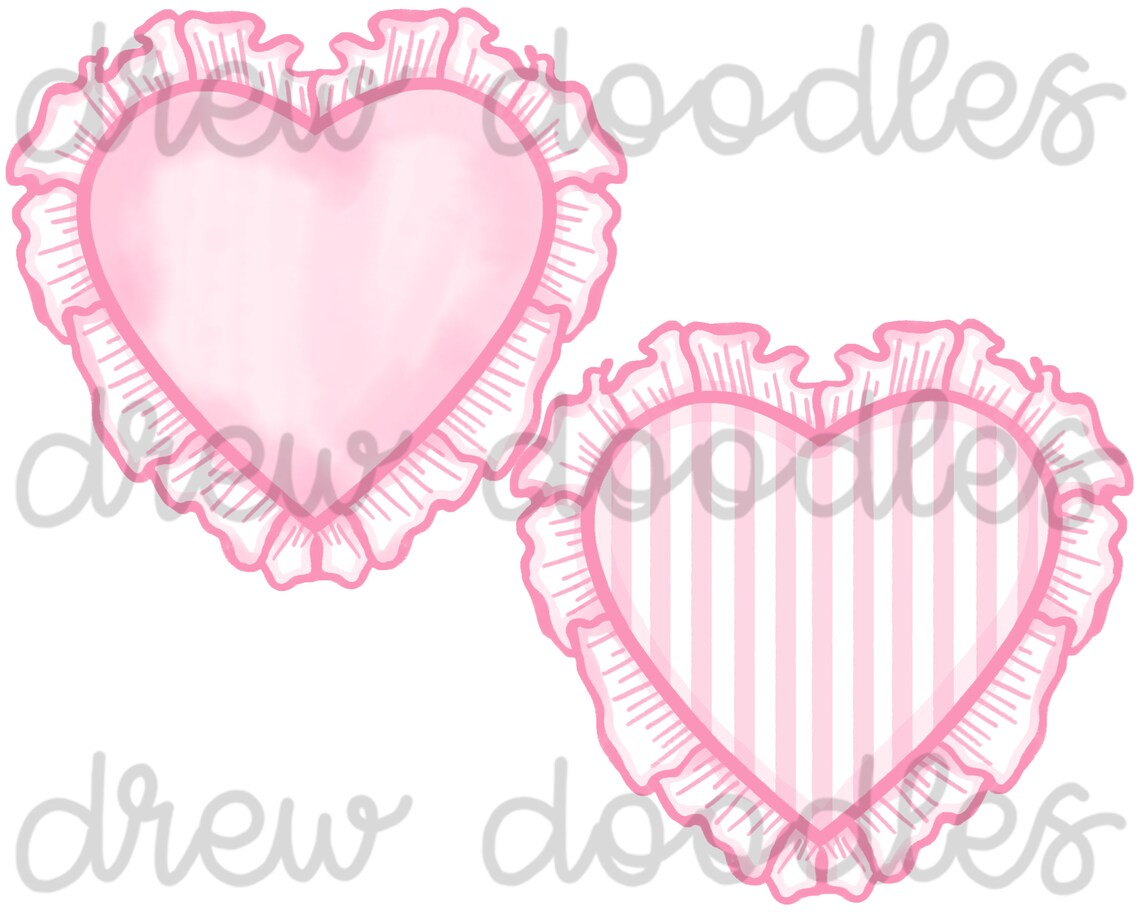 Watercolor Ruffle Hearts Clip Art: Pink Gingham Valentine's Set ...
