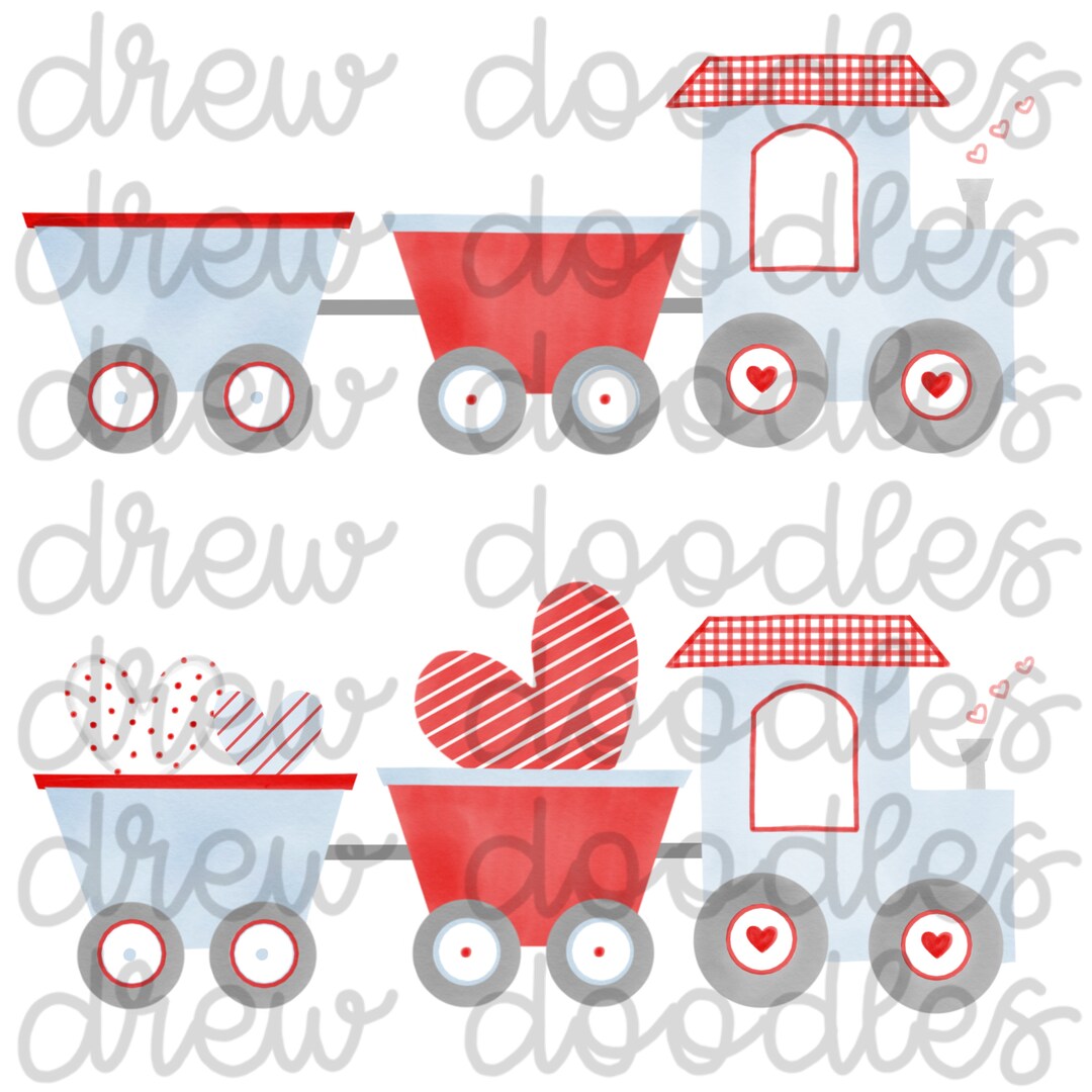 Watercolor Valentine's Day Train- Instant Download - Etsy