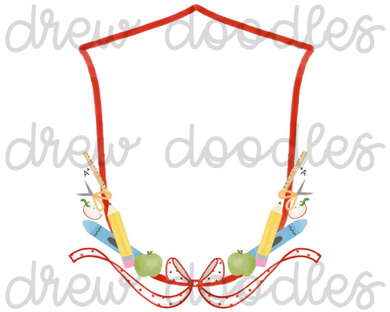 Watercolor Red Back to School Crest for Monogram Digital Clip | Etsy