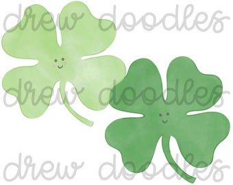 Four Leaf Clover Instant Digital Download SVG PNG JPG Files Hand Drawn ...