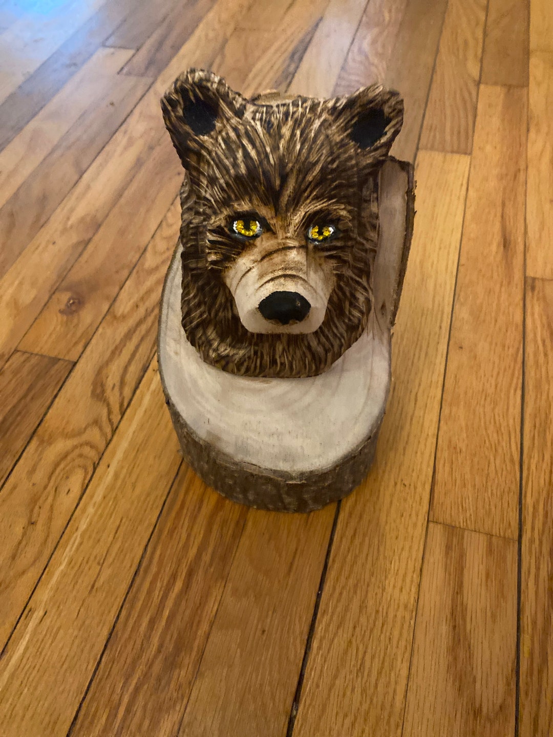 8 to 10 Inch Hand Carved Beautiful Brown Bear Bust - Etsy