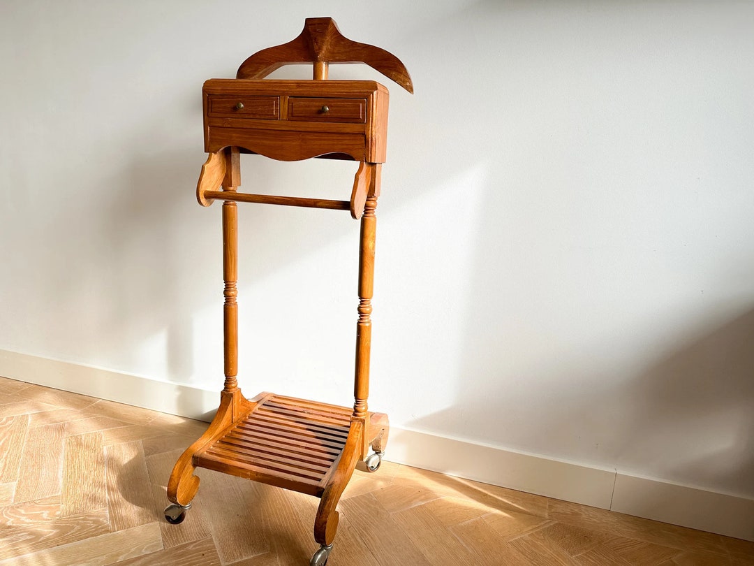 Old-fashioned Wooden Dressboy/valet Stand With Two Drawers and - Etsy