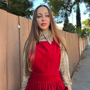 70s Ruby Red 100% Cotton Velvet Jumper - Etsy