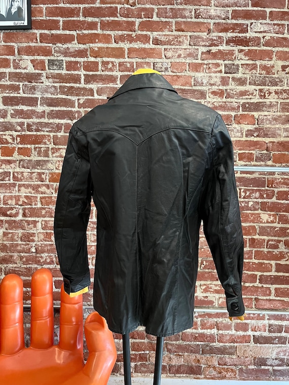 Mens 70s Ultra Mod Black Leather Jacket - Gem