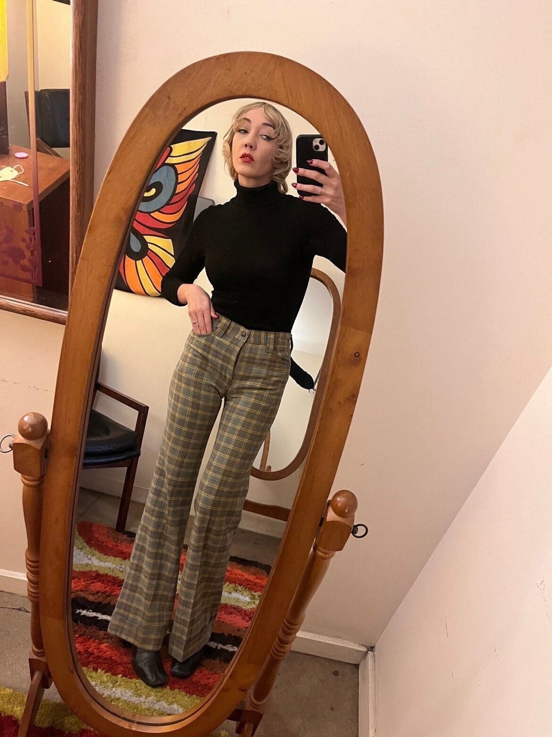 70s Plaid Flares - Etsy