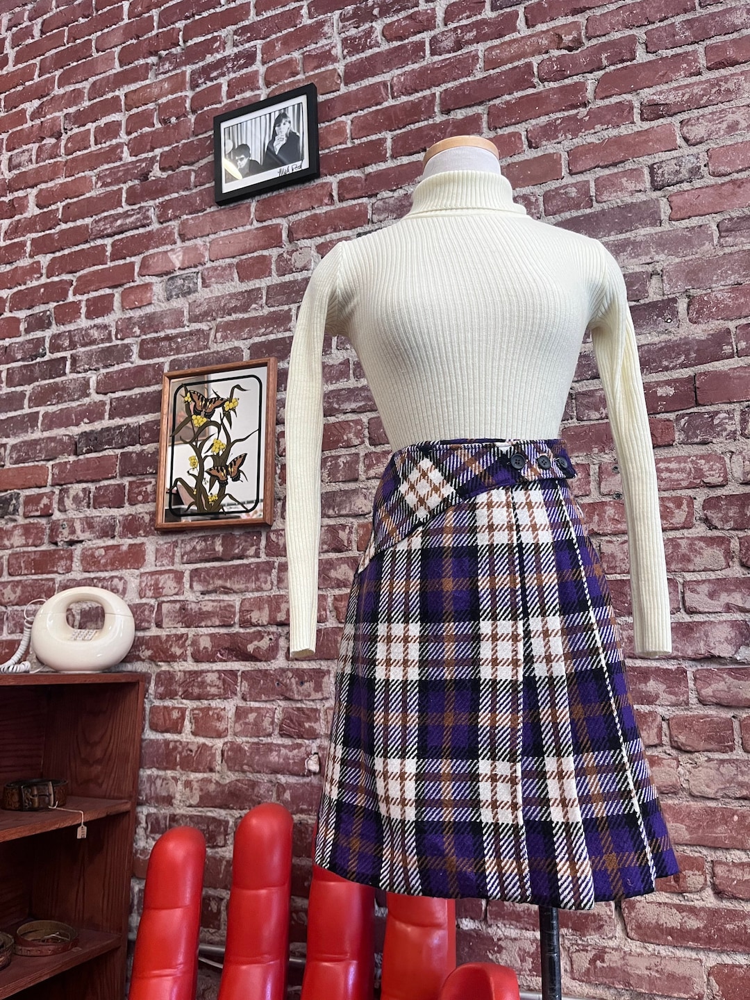 70s Plaid Purple Mini Skirt - Etsy