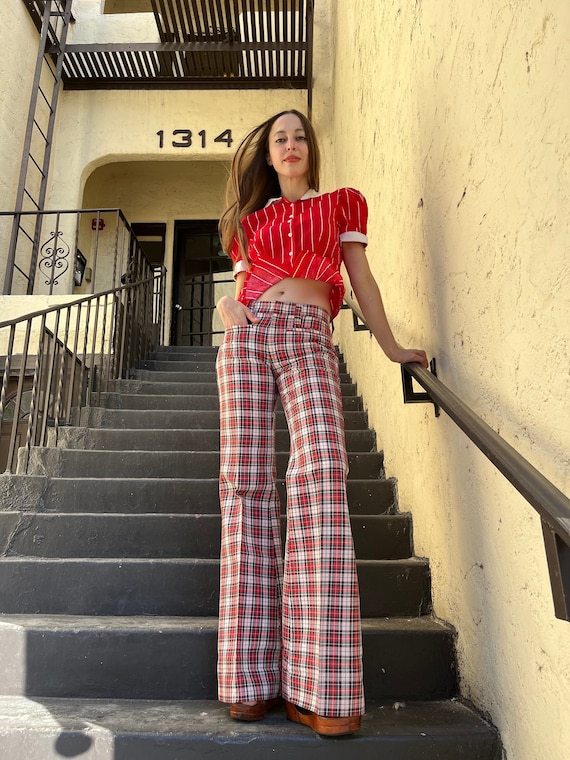 Studio Y Hip Hugger, Wide Leg, Brown Pinstripped Trou… - Gem