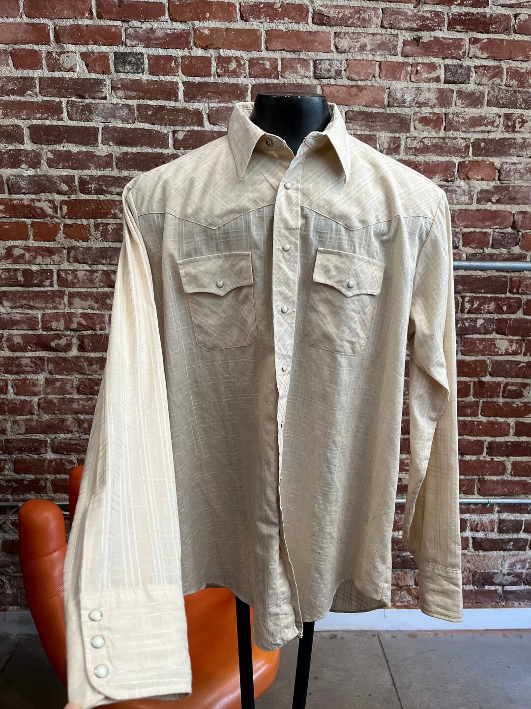 Mens 70s Snap Button Western Shirt With Silver Metallic Threading - Etsy