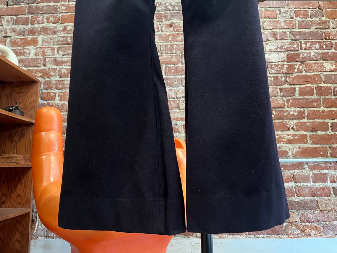70s Ultra High Waist Wool Midnight Blue Nautical Wide Leg Flared Pants ...