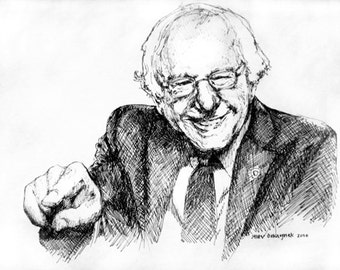 BERNIE SANDERS Special Edition Feel the Bern Black & White Hand-drawn ...