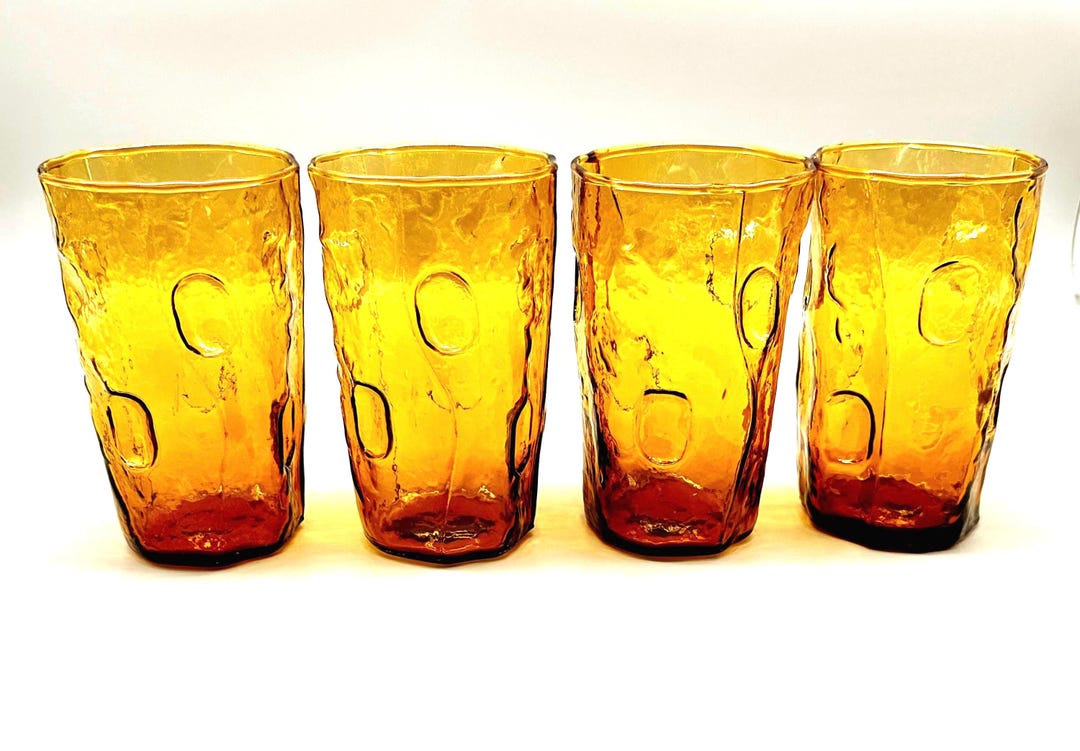 Amber by Tex, Crinkle/ Thumbprint Tumblers, Set of 4 - Etsy