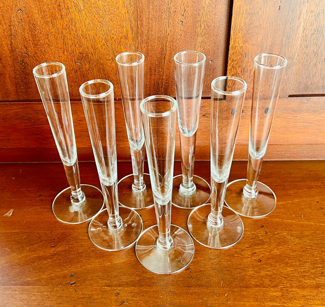 Clear Tubular Shaped Stemmed Aperitif Glasses, Set of 7 - Etsy
