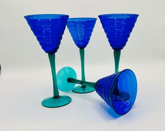 Pier One Colbolt Blue Wine Glasses Set of 4 - Etsy