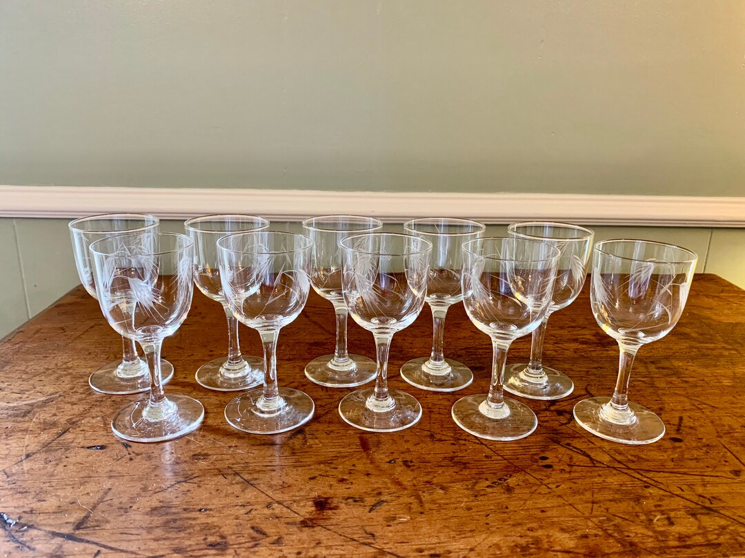 Wine Glass, Cut Wheat Pattern, Smooth Stem, Made by Sasaki in Japan ...