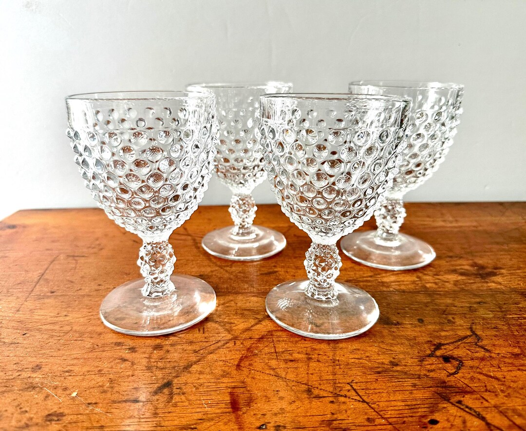 Rare Hobnail Clear Water Goblets by Duncan & Miller, Set of 4 - Etsy