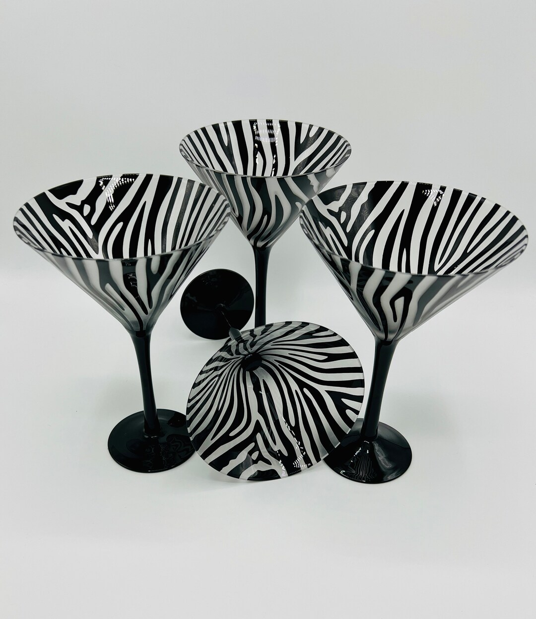 Zebra Print Martini Goblets, Set of 4 - Etsy