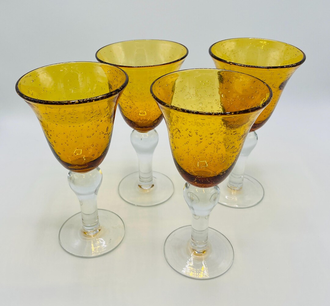 Artland Iris Amber Bubble Water Goblets, Set of 4 - Etsy