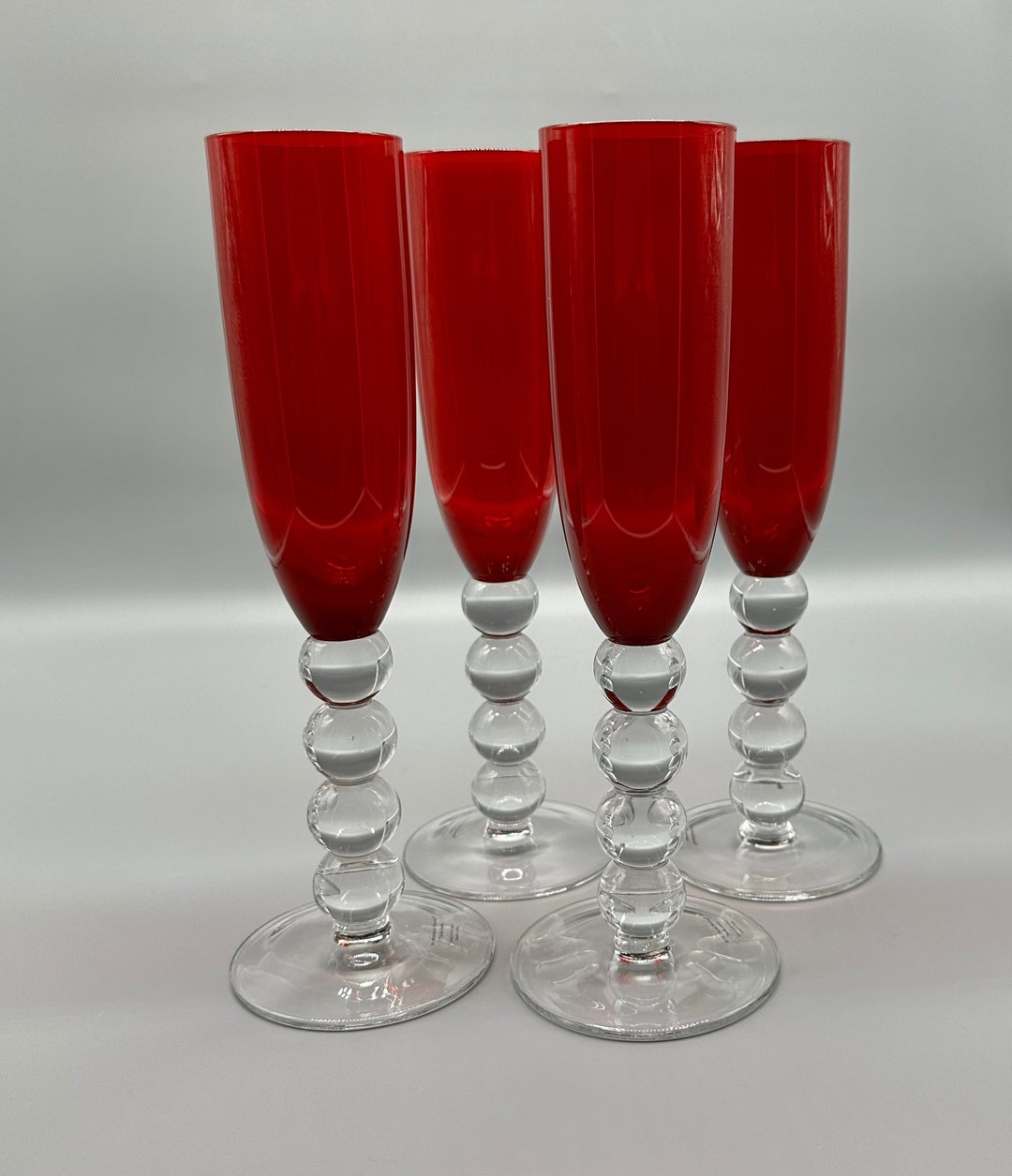 Tis the Season Red Flutes With Four Clear Bubble Stem by St. - Etsy