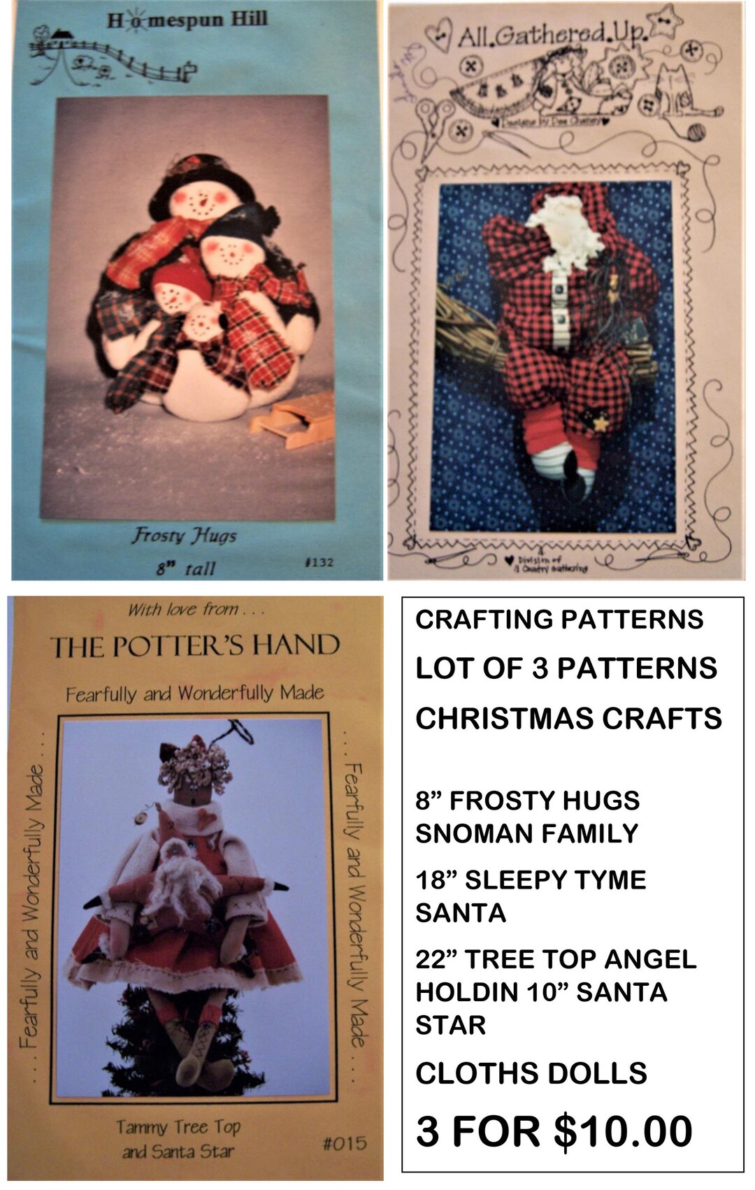 Lot of 3 Vintage Craft Patterns Christmas Holiday Crafting - Etsy