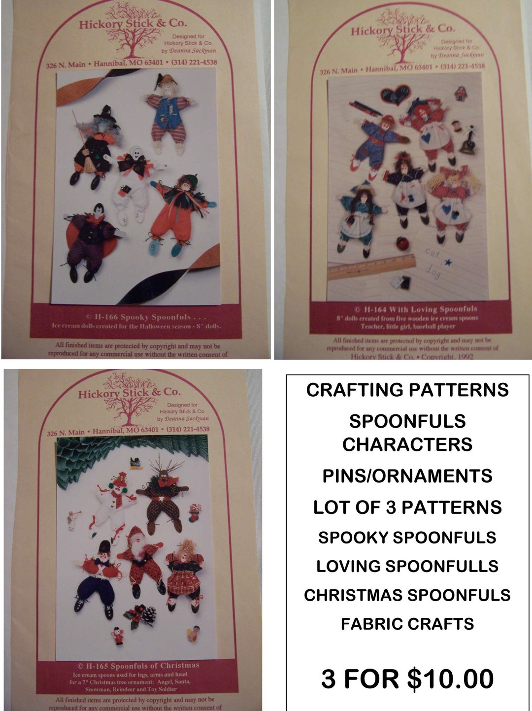 Vintage Spoon Doll Craft Patterns: Hickory Stick Co. (lot of 3) - Etsy