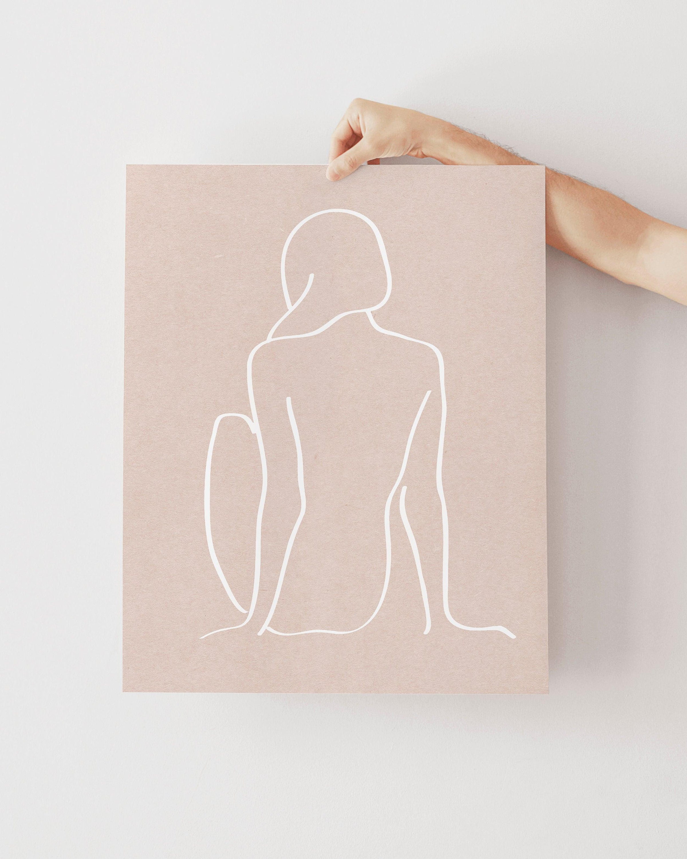 Female Figure Line Drawing, Pink Room, Woman Drawing, Minimal, Girly ...