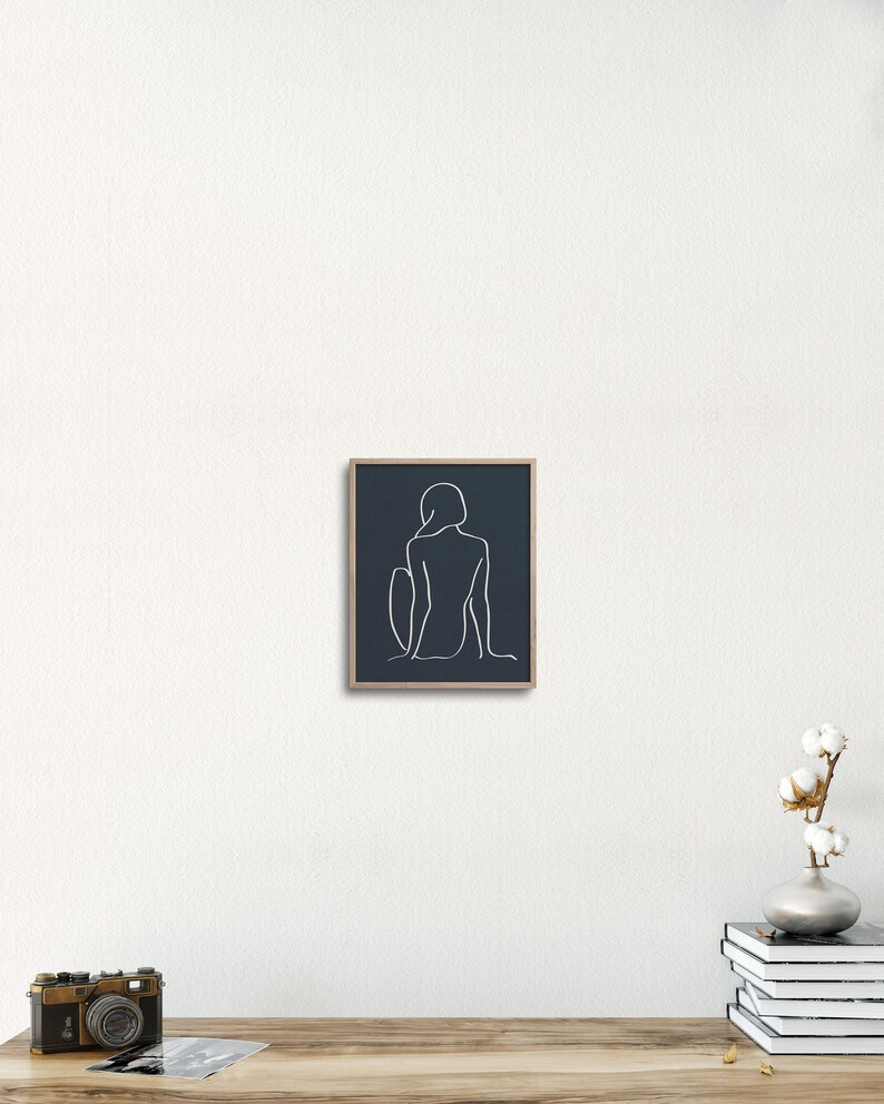 Female Figure Line Drawing Black and White Room Neutral - Etsy