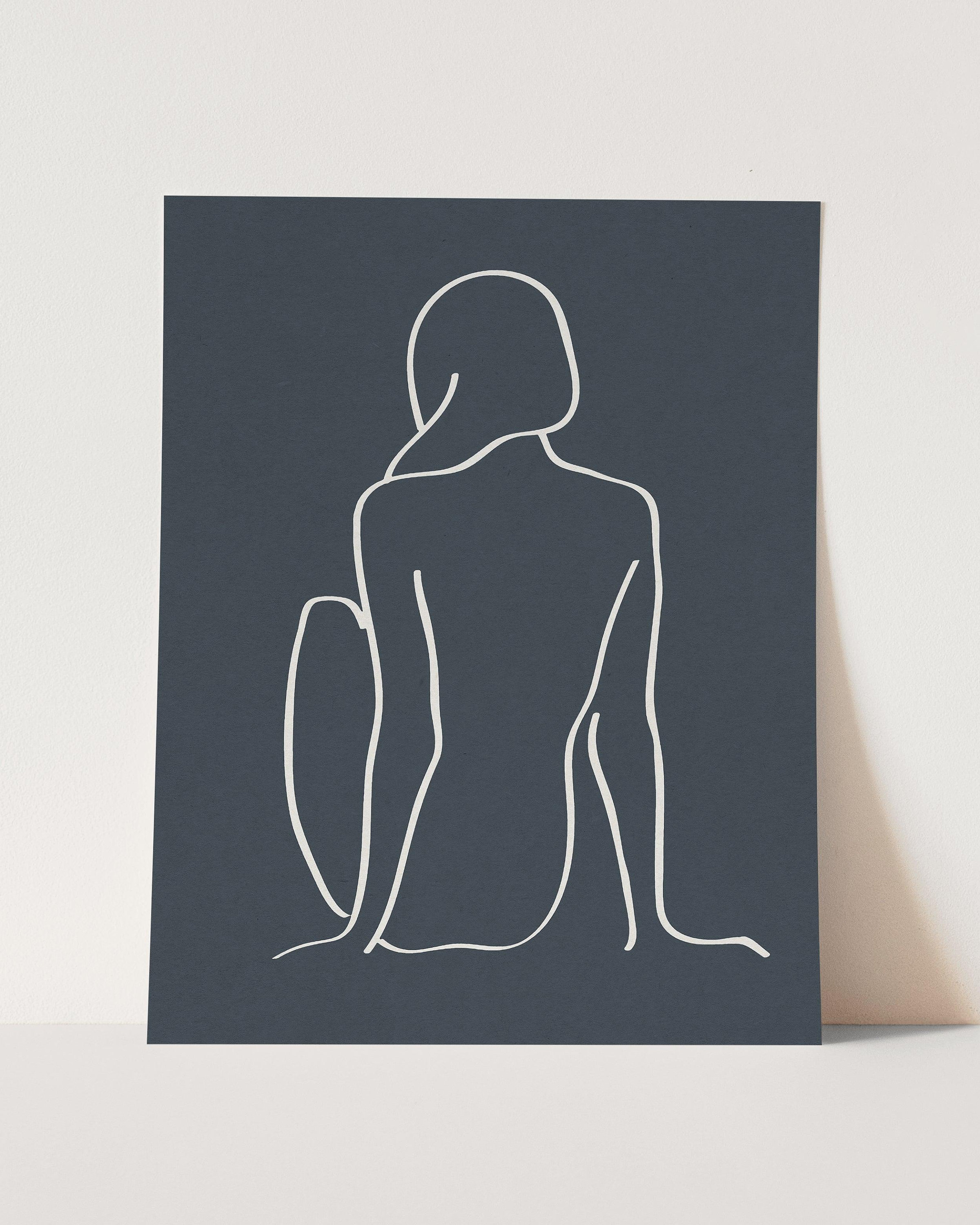 Female Figure Line Drawing, Black and White Room, Neutral, Woman ...