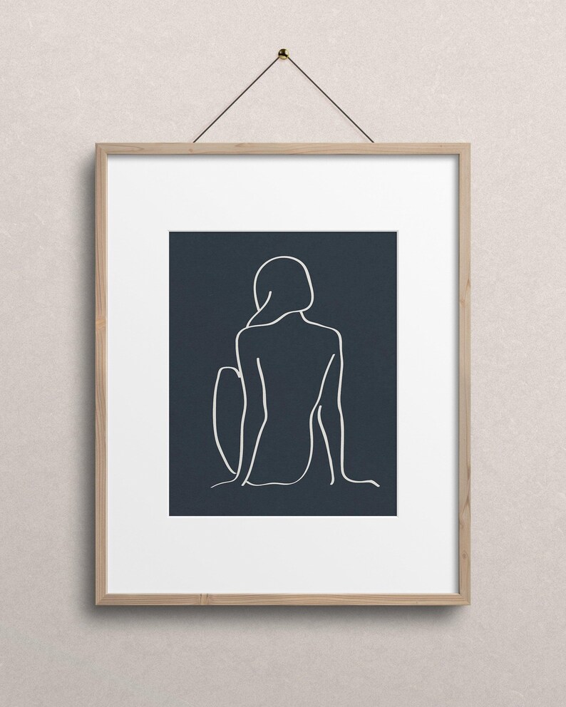 Female Figure Line Drawing Black and White Room Neutral - Etsy