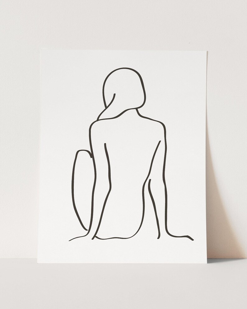 Female Figure Line Drawing, Black and White Room, Neutral, Woman ...