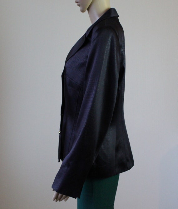 Dark Purple Jacket Crocodile Skin Print Blazer Women'… - Gem