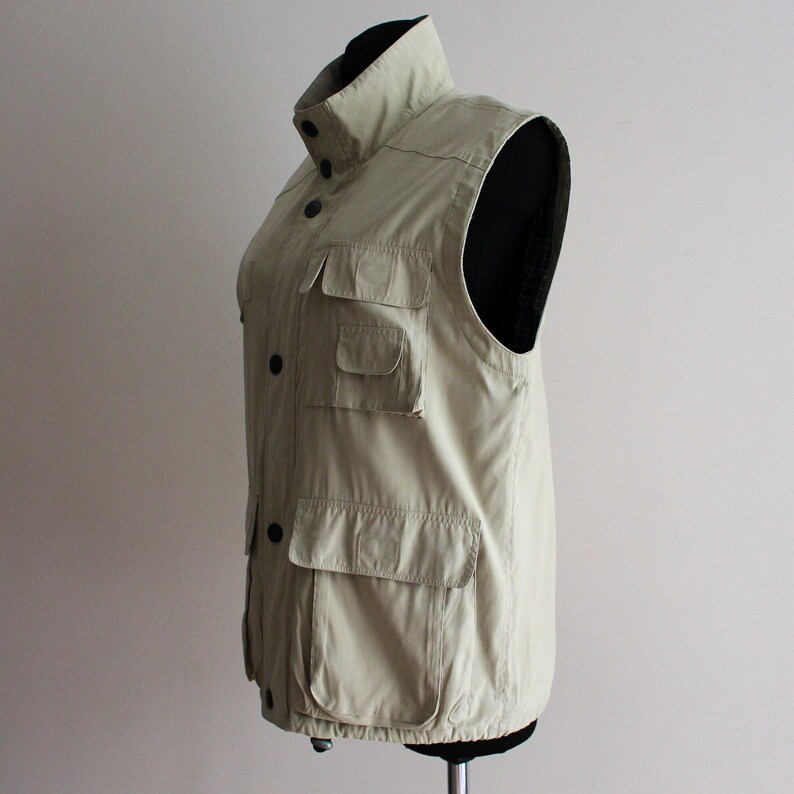 Mens Cargo Style Vest Beige Vest Multipocket Vest Utility Waistcoat ...
