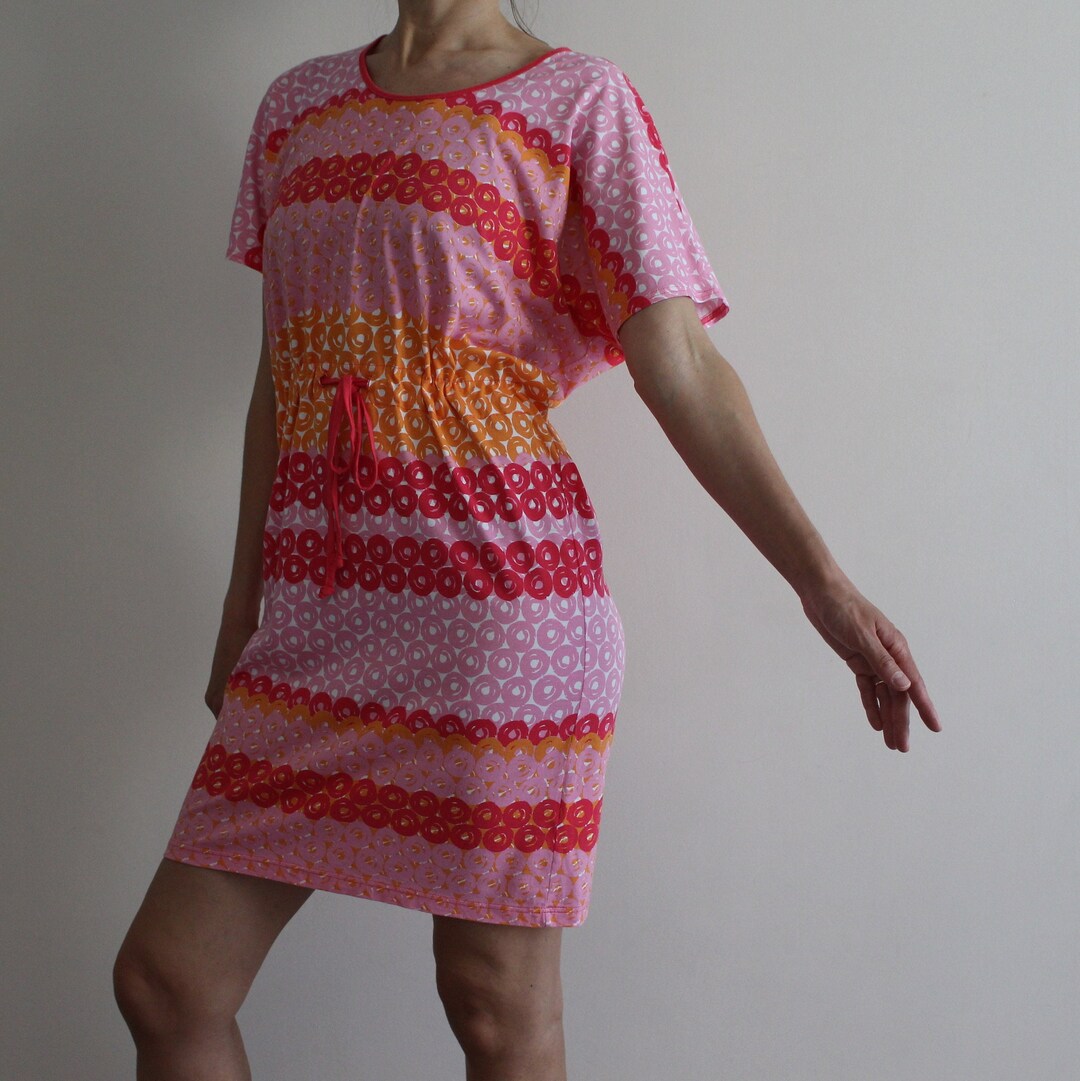 Nanso Tunic Nanso Mini Dress Pink Orange Circle Print Dress Red Raglan ...
