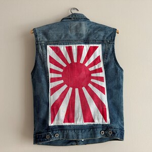 Denim Vest Blue Denim Vest Painted Rising Sun Flag Japanese Flag ...