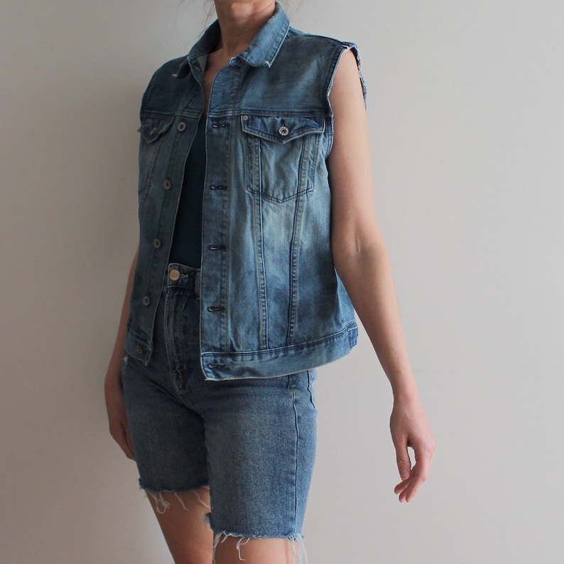 Denim Vest Blue Denim Vest Painted Rising Sun Flag Japanese Flag ...