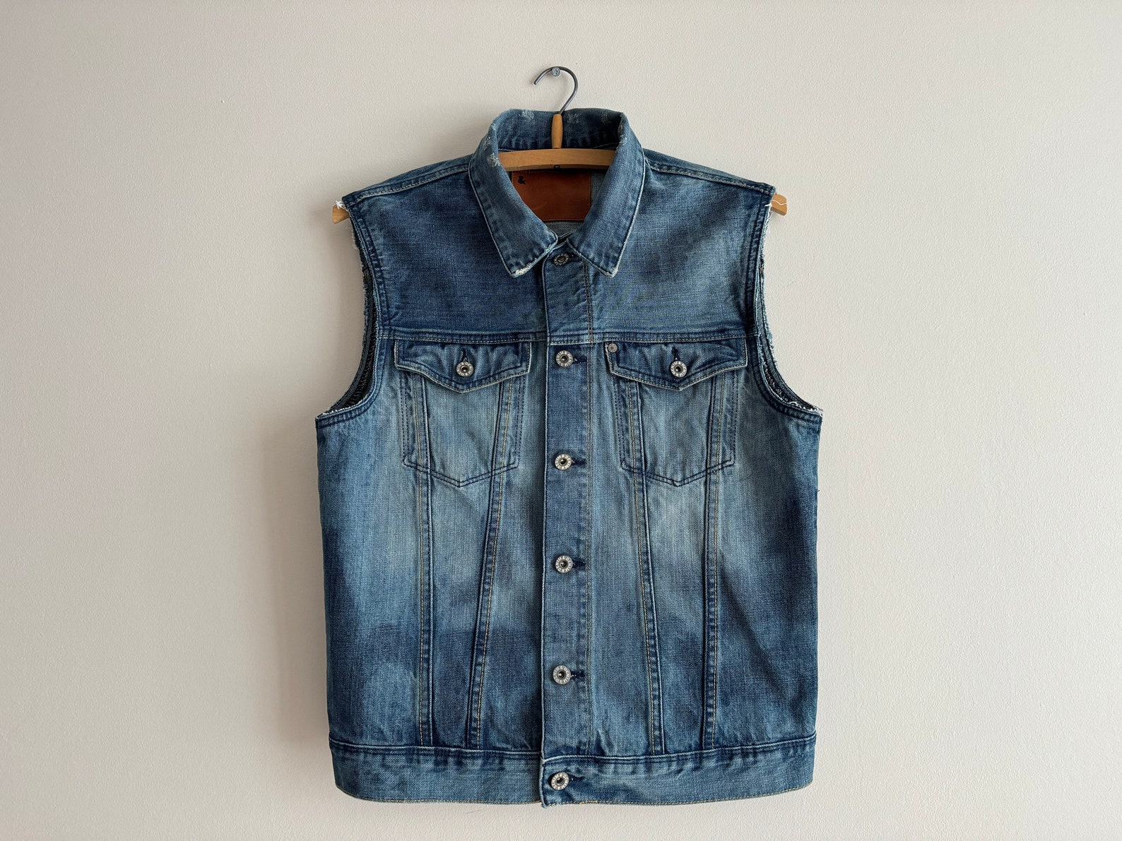 Denim Vest Blue Denim Vest Painted Rising Sun Flag Japanese Flag ...