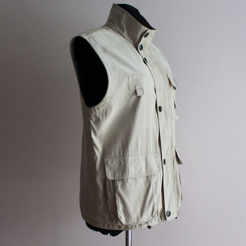 Mens Cargo Style Vest Beige Vest Multipocket Vest Utility Waistcoat ...