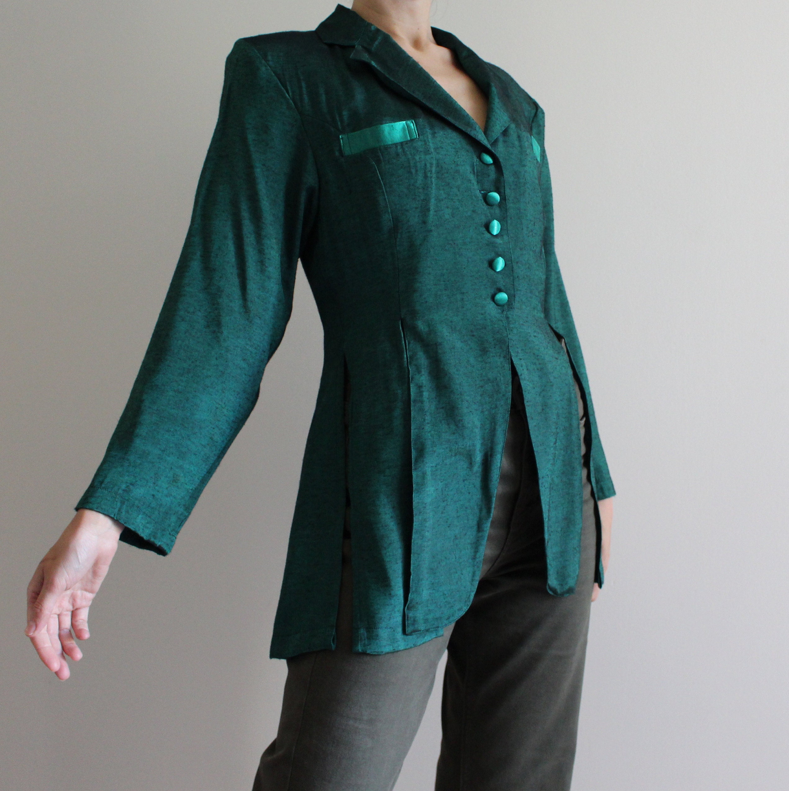 Forest Green Jacket Women's Emerald Green Blazer Satin Jacket Forest ...