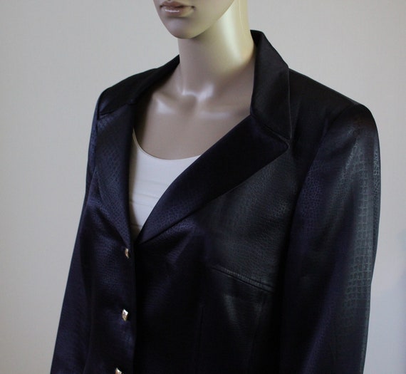 Dark Purple Jacket Crocodile Skin Print Blazer Women'… - Gem