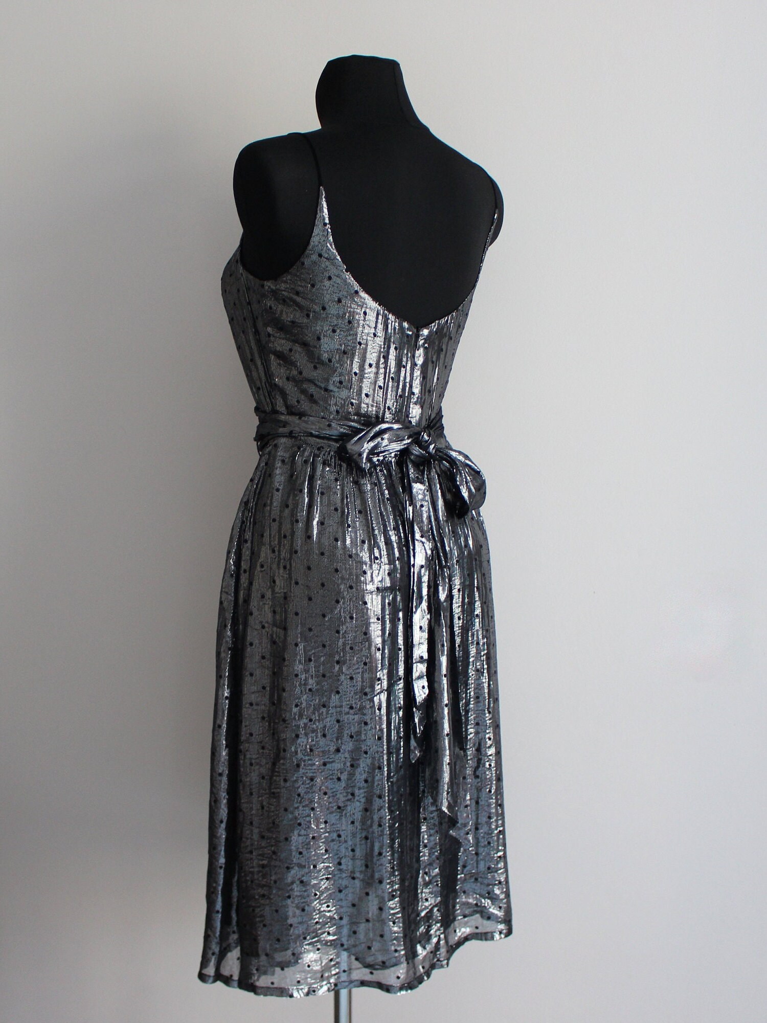 Shimmer Dress Silver Metallic Dress Lurex Dress Party Dress Wet Look ...