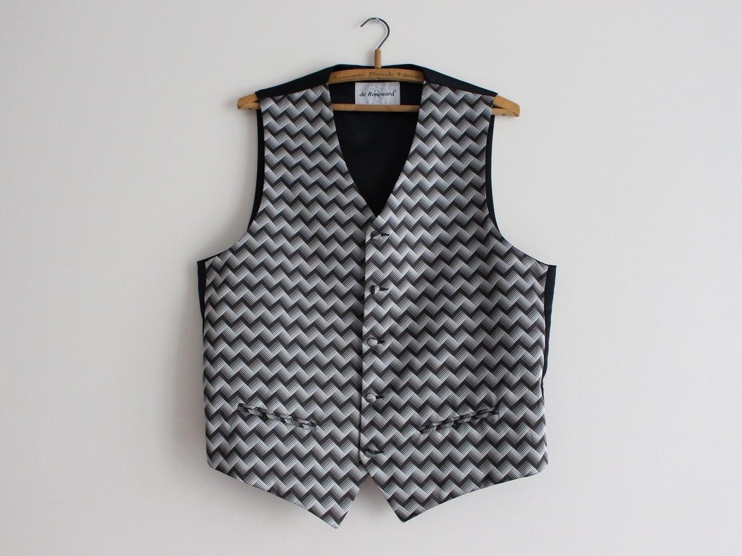 Brocade Men's Vest Gray Gentlemen's Waistcoat Vintage Vest Chevron ...