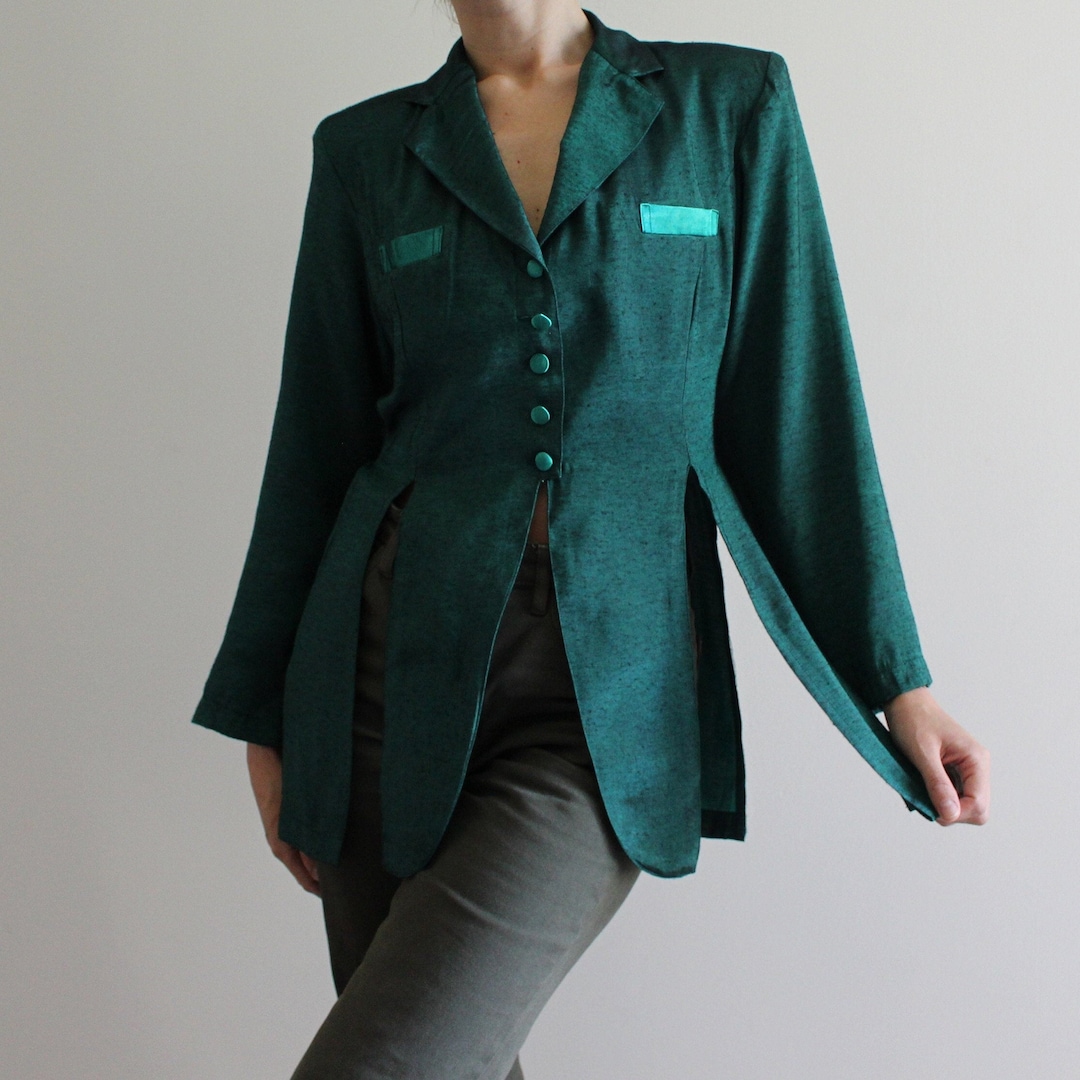 Forest Green Jacket Women's Emerald Green Blazer Satin Jacket Forest ...