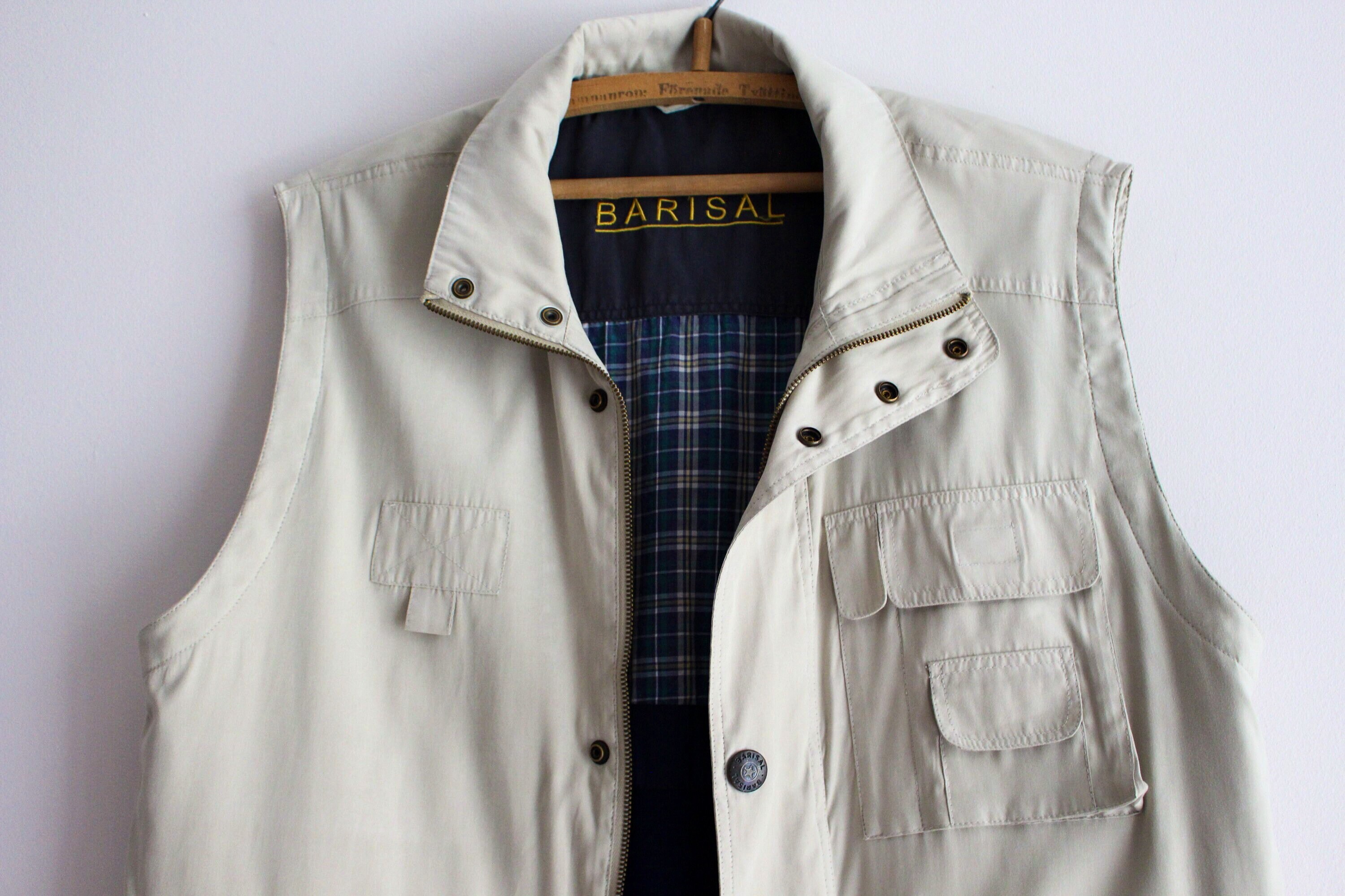 Mens Cargo Style Vest Beige Vest Multipocket Vest Utility Waistcoat ...