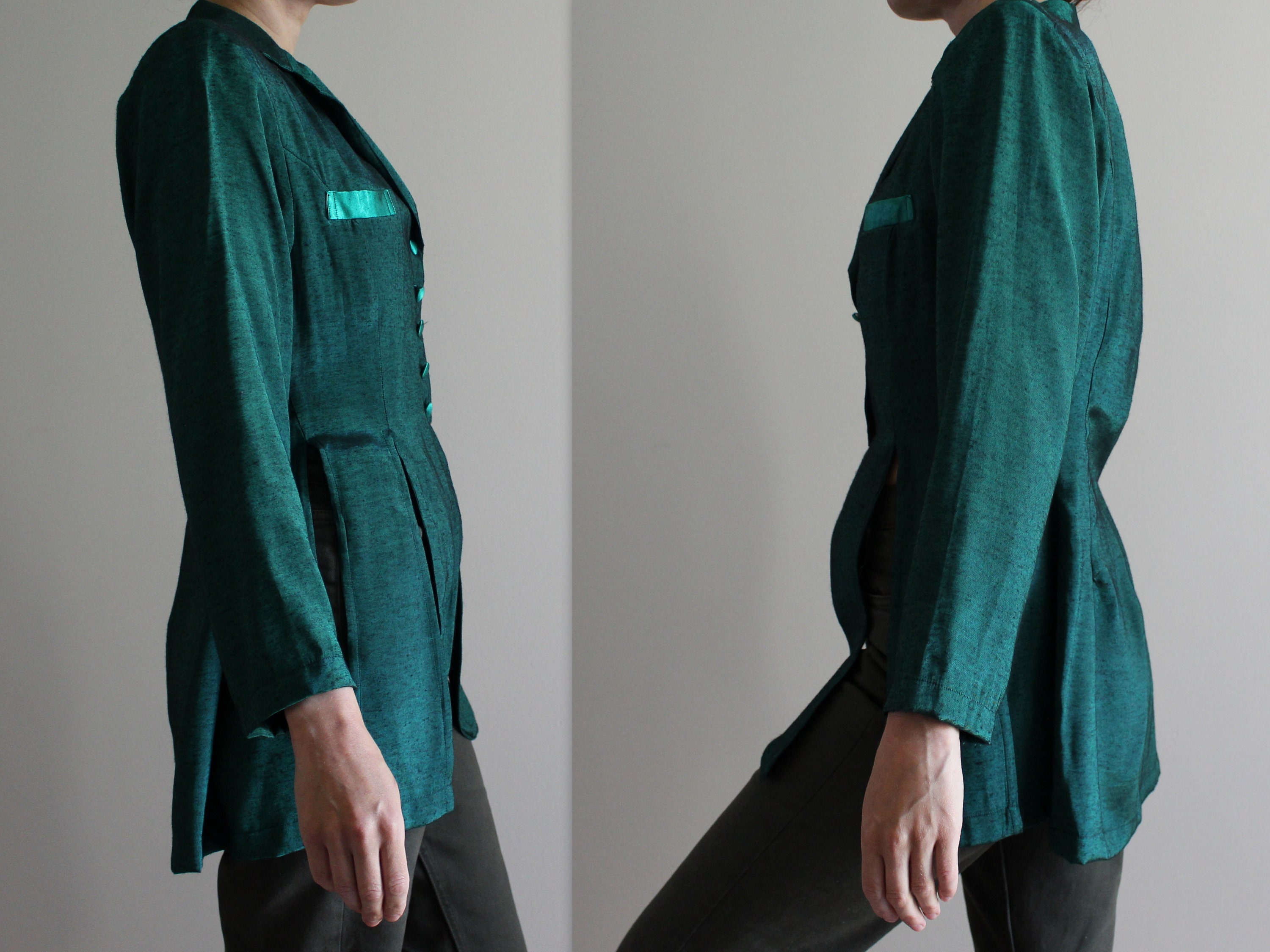 Forest Green Jacket Women's Emerald Green Blazer Satin Jacket Forest ...