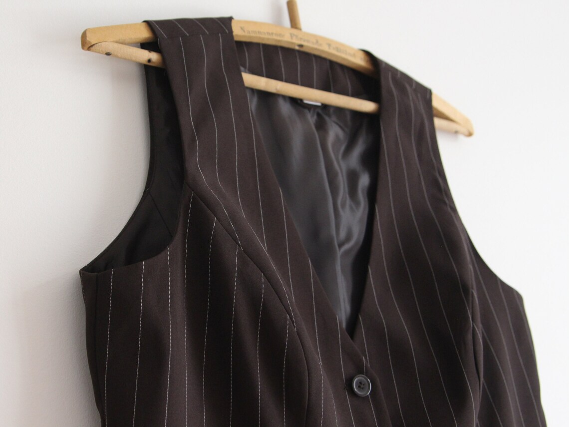 Brown Vest Striped Vest Brown Striped Vest Women's Brown Waistcoat ...